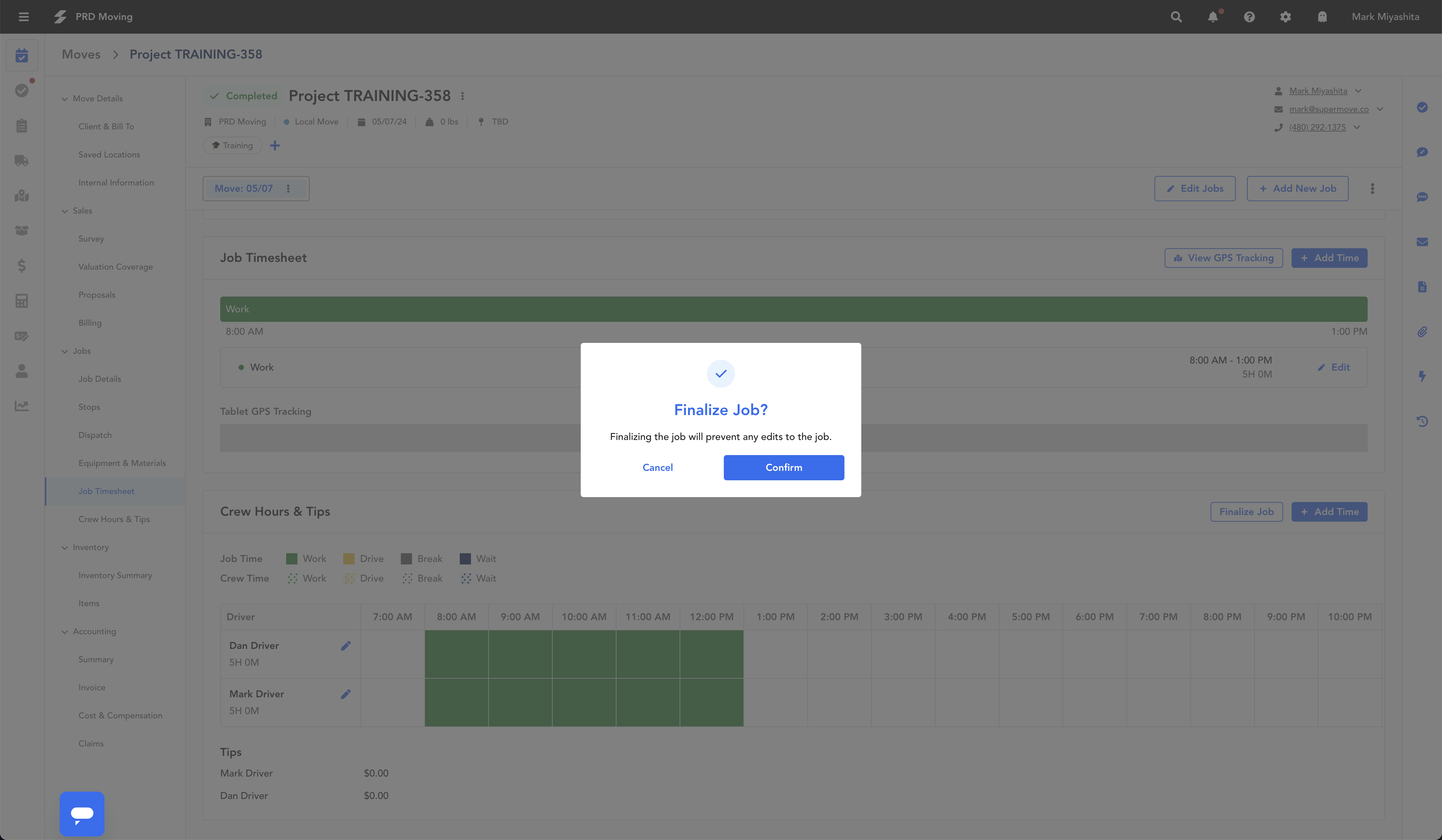 Finalizing a Job – Supermove Help Center
